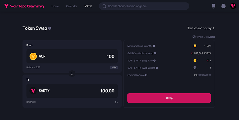 Vortex Gaming "Accumulate VOR Points & Swap for $VRTX Tokens!" - Vortex Gaming